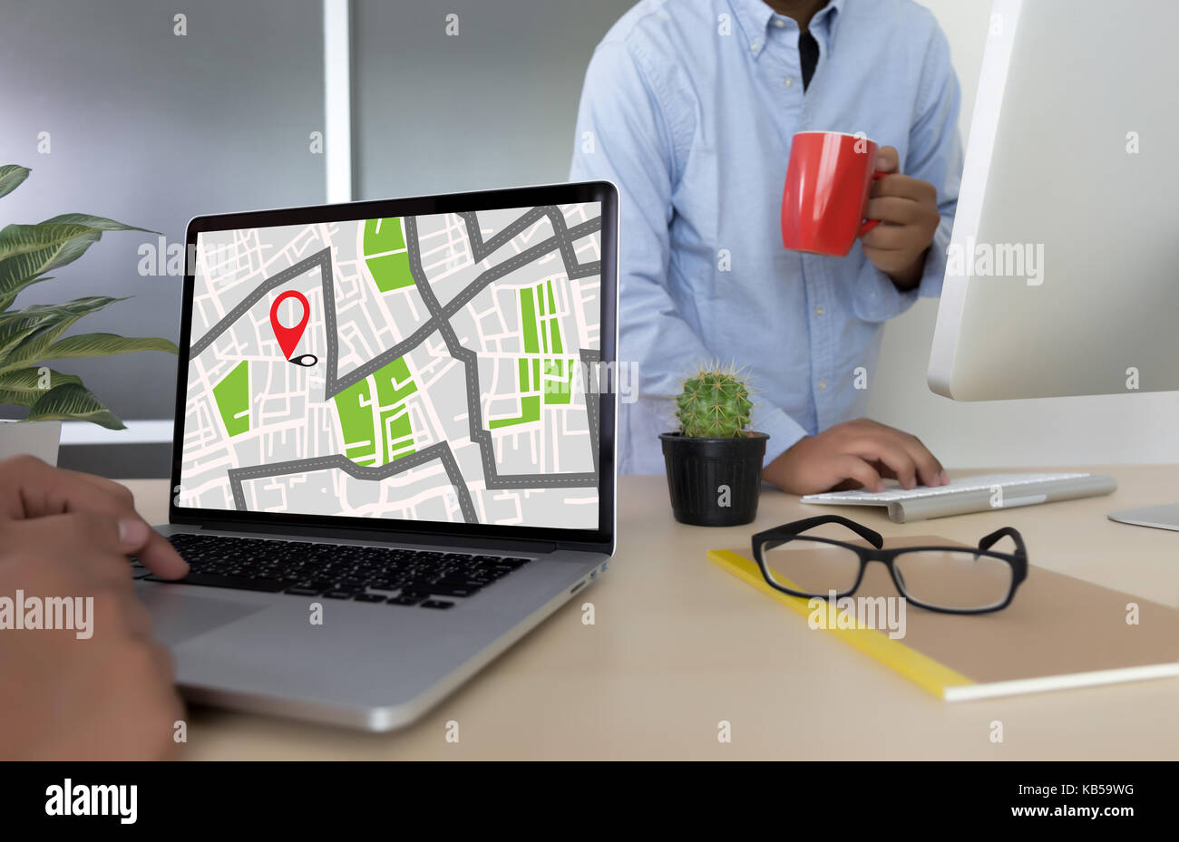 GPS Map to Route Destination network connection Location Street Map ...