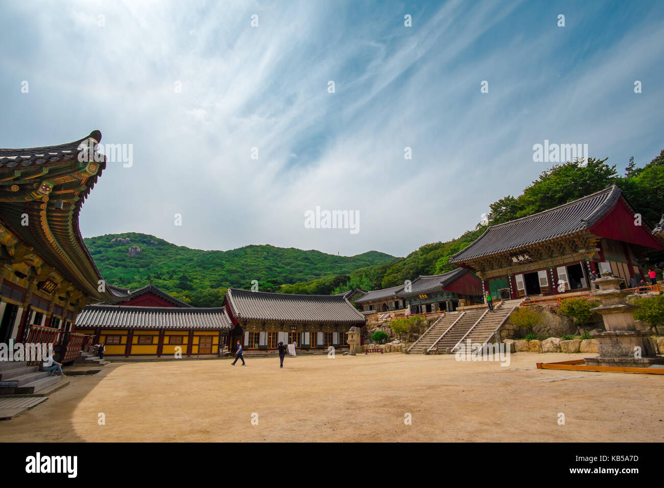 Scenery of Beomeosa temple in Busan, South korea with unidentified ...