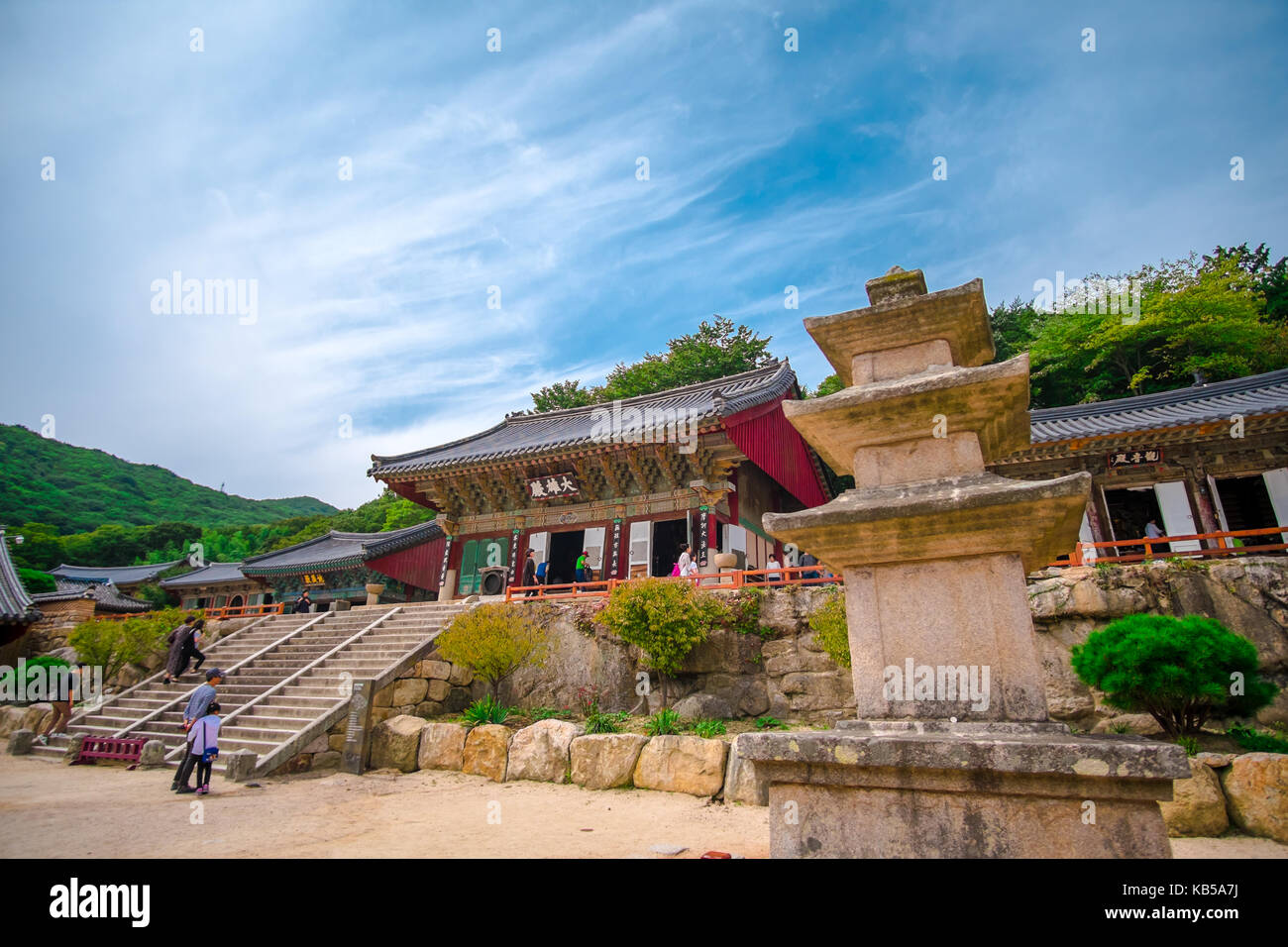 Scenery of Beomeosa temple in Busan, South korea with unidentified ...