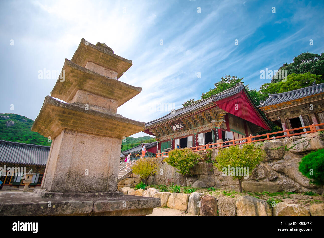 Scenery of Beomeosa temple in Busan, South korea with unidentified ...