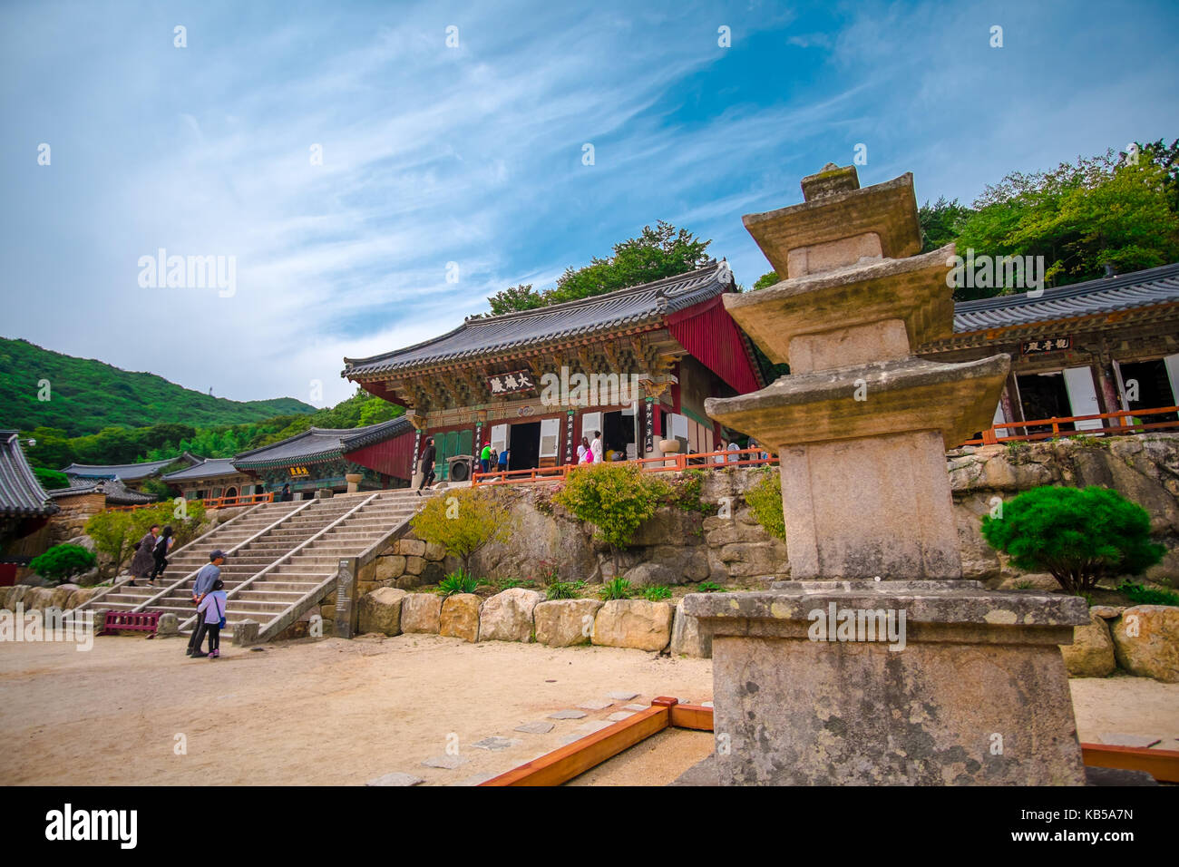 Scenery of Beomeosa temple in Busan, South korea with unidentified ...