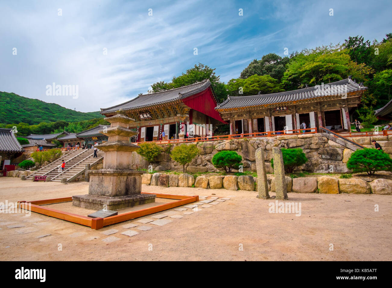 Scenery of Beomeosa temple in Busan, South korea with unidentified ...
