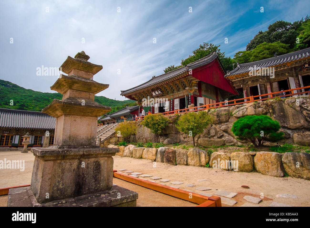 Scenery of Beomeosa temple in Busan, South korea with unidentified ...