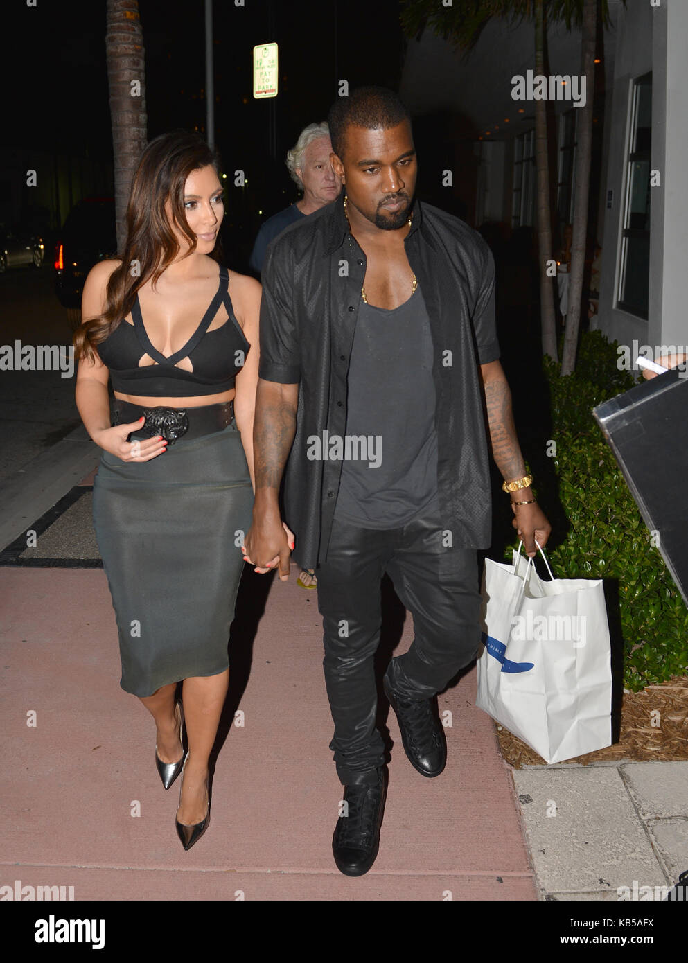 MIAMI BEACH, FL - OCTOBER 14: Kim Kardashian and boyfriend Kanye West ...