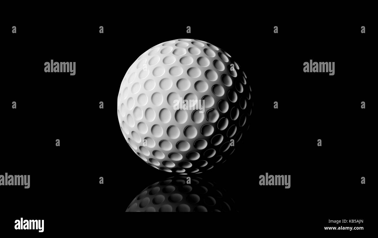 Golf ball, isolated on black background with reflection Stock Photo - Alamy