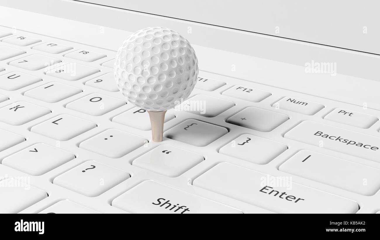 Golf ball on white laptop keyboard Stock Photo - Alamy