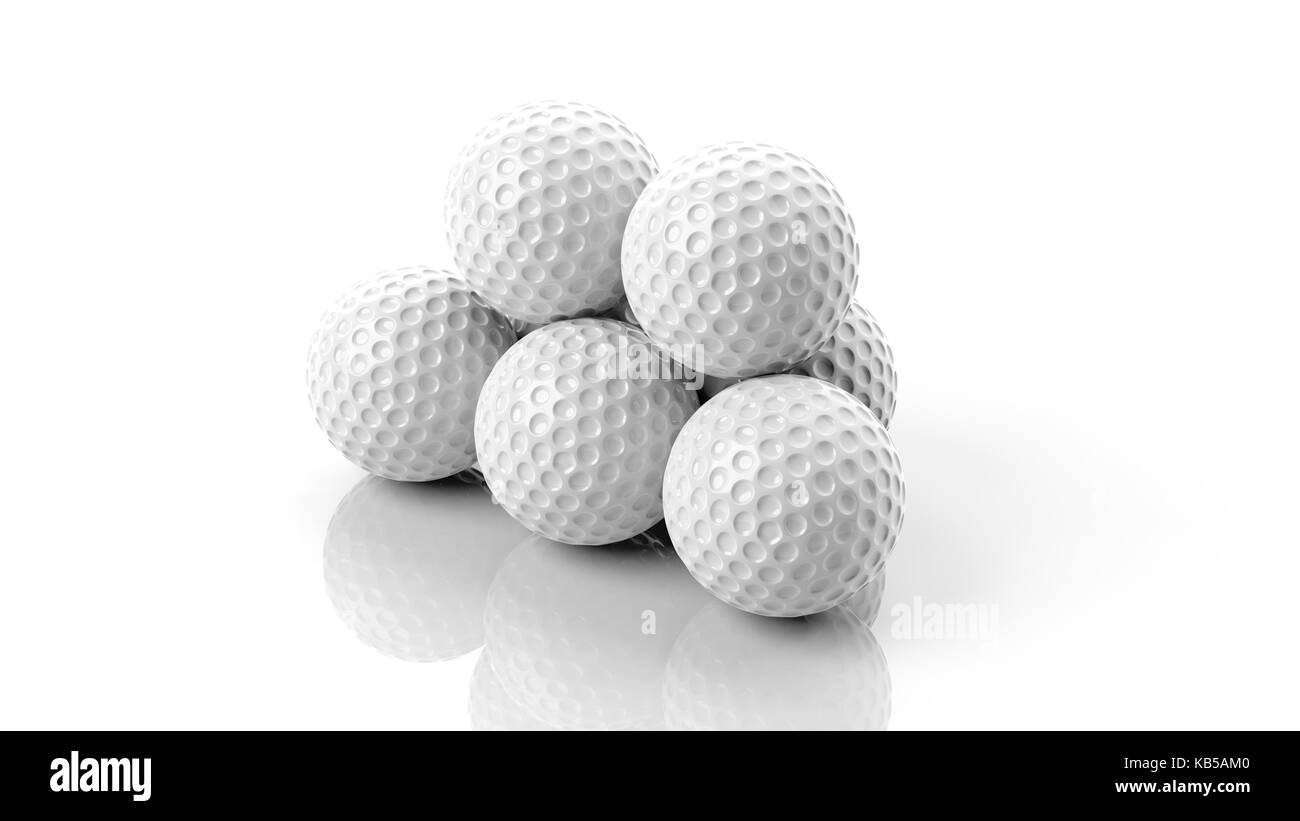 Golf ball in stack isolated on white Stock Photo - Alamy