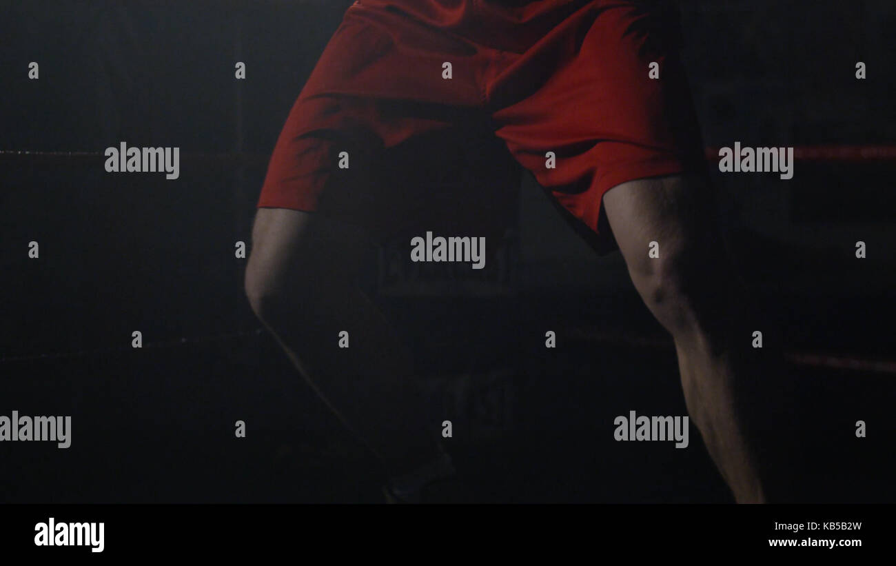 Boxer doing exercises legs. Endurance training for a boxer, you only ...