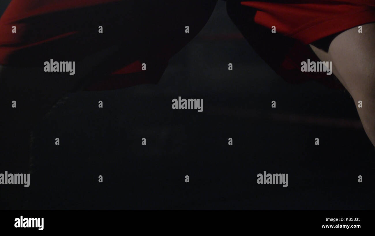 Boxer doing exercises legs. Endurance training for a boxer, you only ...