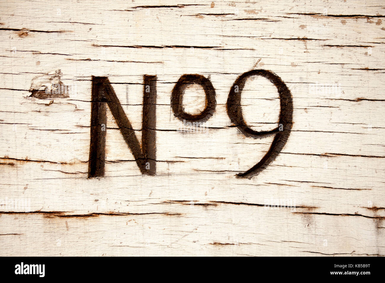 Wooden sign no 9 on white background. Wood old planks Stock Photo - Alamy