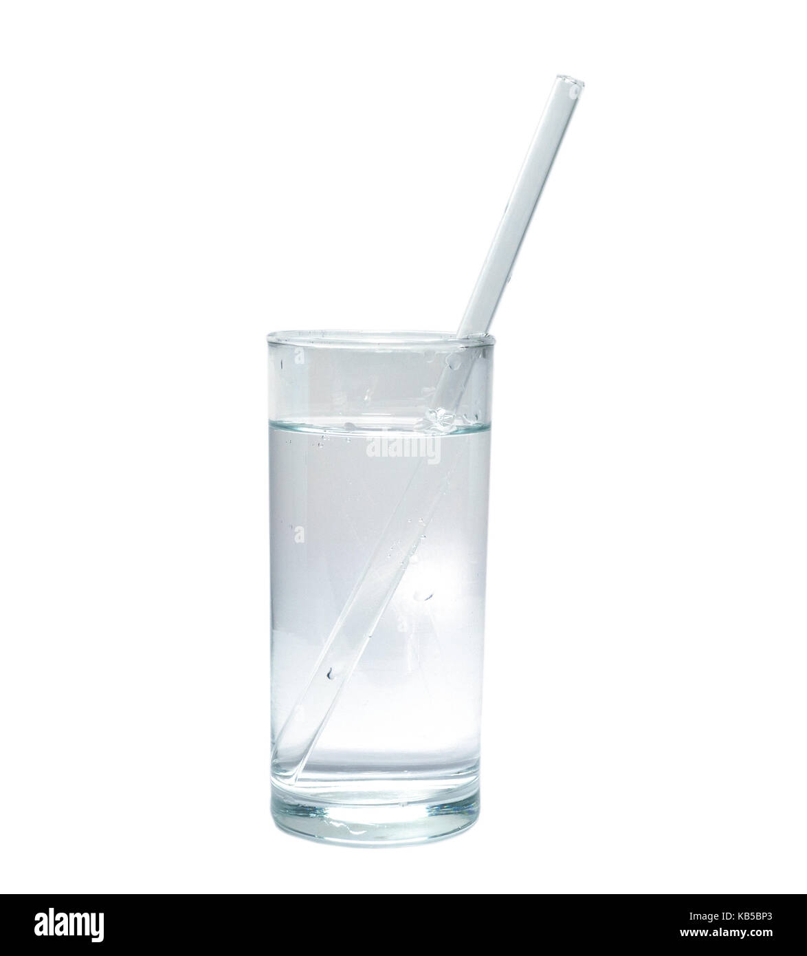 isolated glass of pure water with glass drinking straw. object ...
