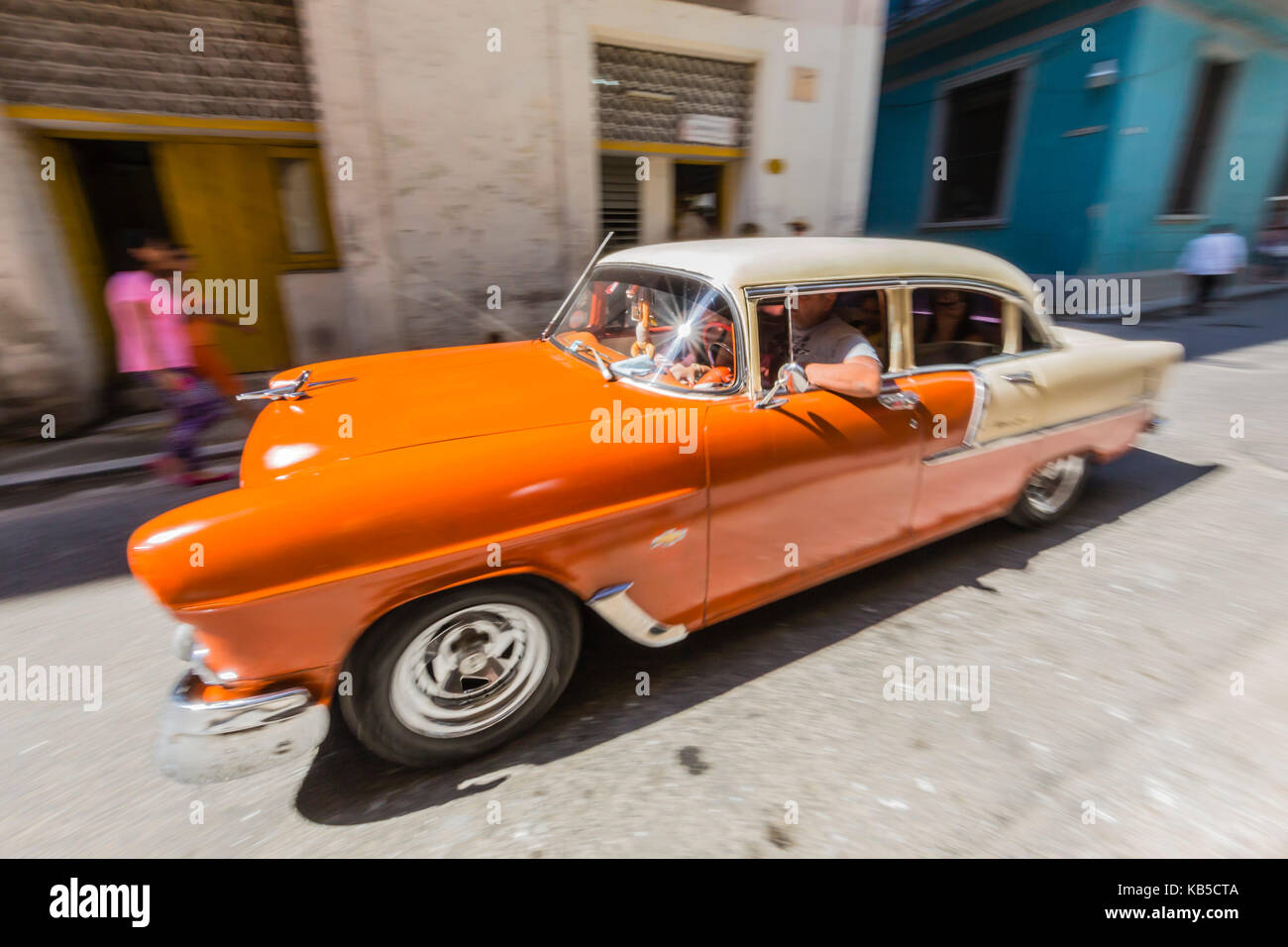 Classic American car being used as a taxi, locally known as almendrones ...