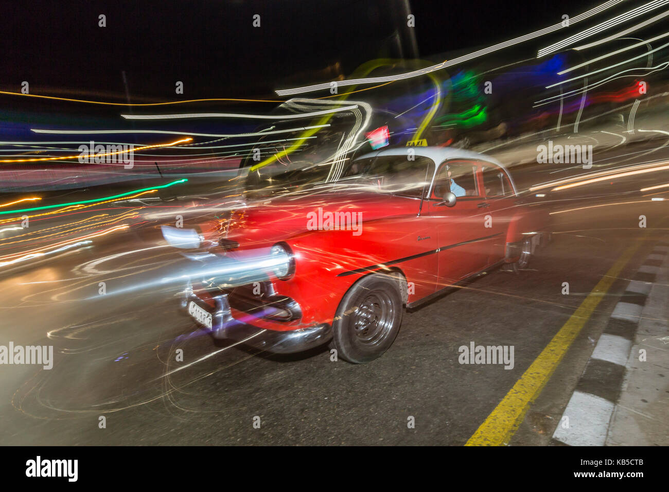 Classic American car being used as a taxi, locally known as almendrones ...