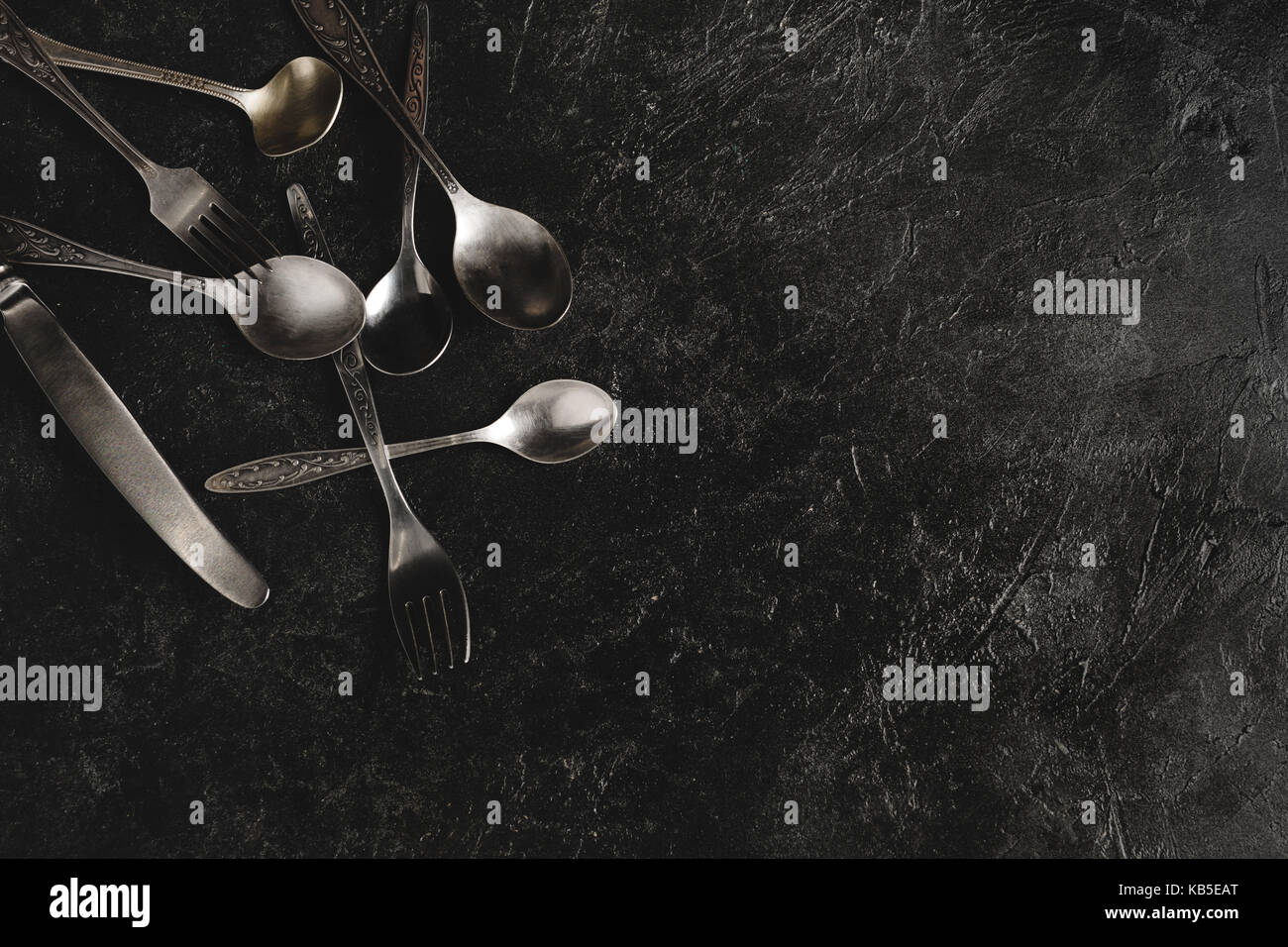 Vintage set tarnished cutlery hi-res stock photography and images - Alamy