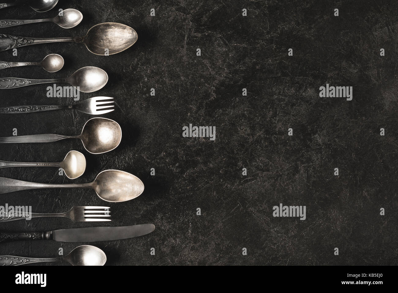 Vintage set of tarnished cutlery hi-res stock photography and images ...