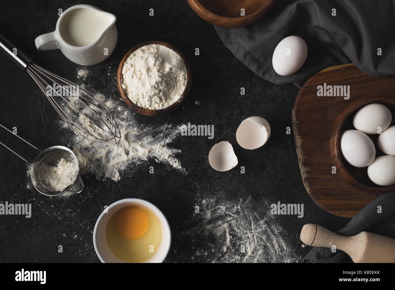 bakery ingredients and kitchen utensils Stock Photo - Alamy
