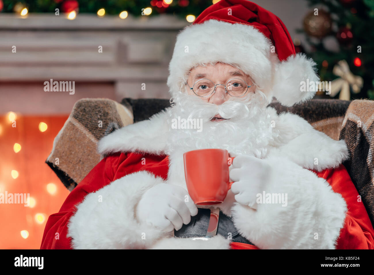 santa drinking coffee Stock Photo - Alamy