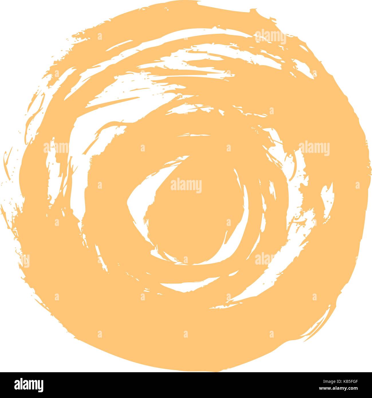 Yellow brushstroke in the form of a round. Ink sketch drawing created ...