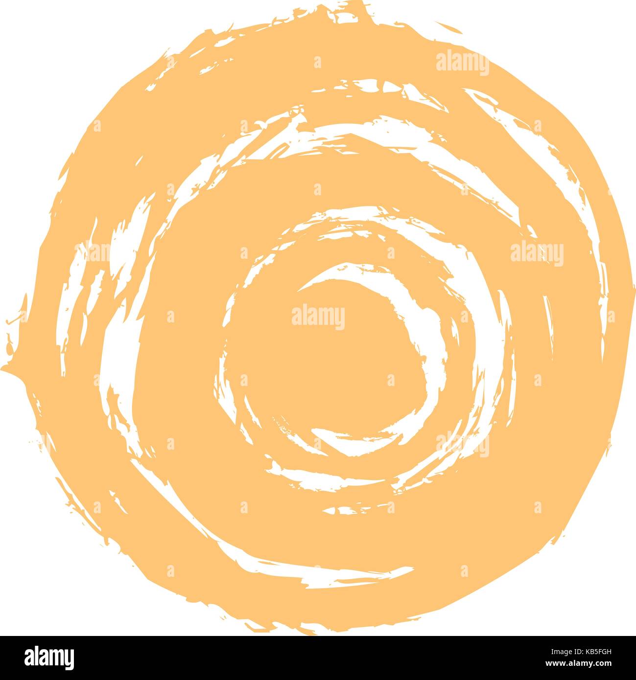 Yellow brushstroke in the form of a round. Ink sketch drawing created ...