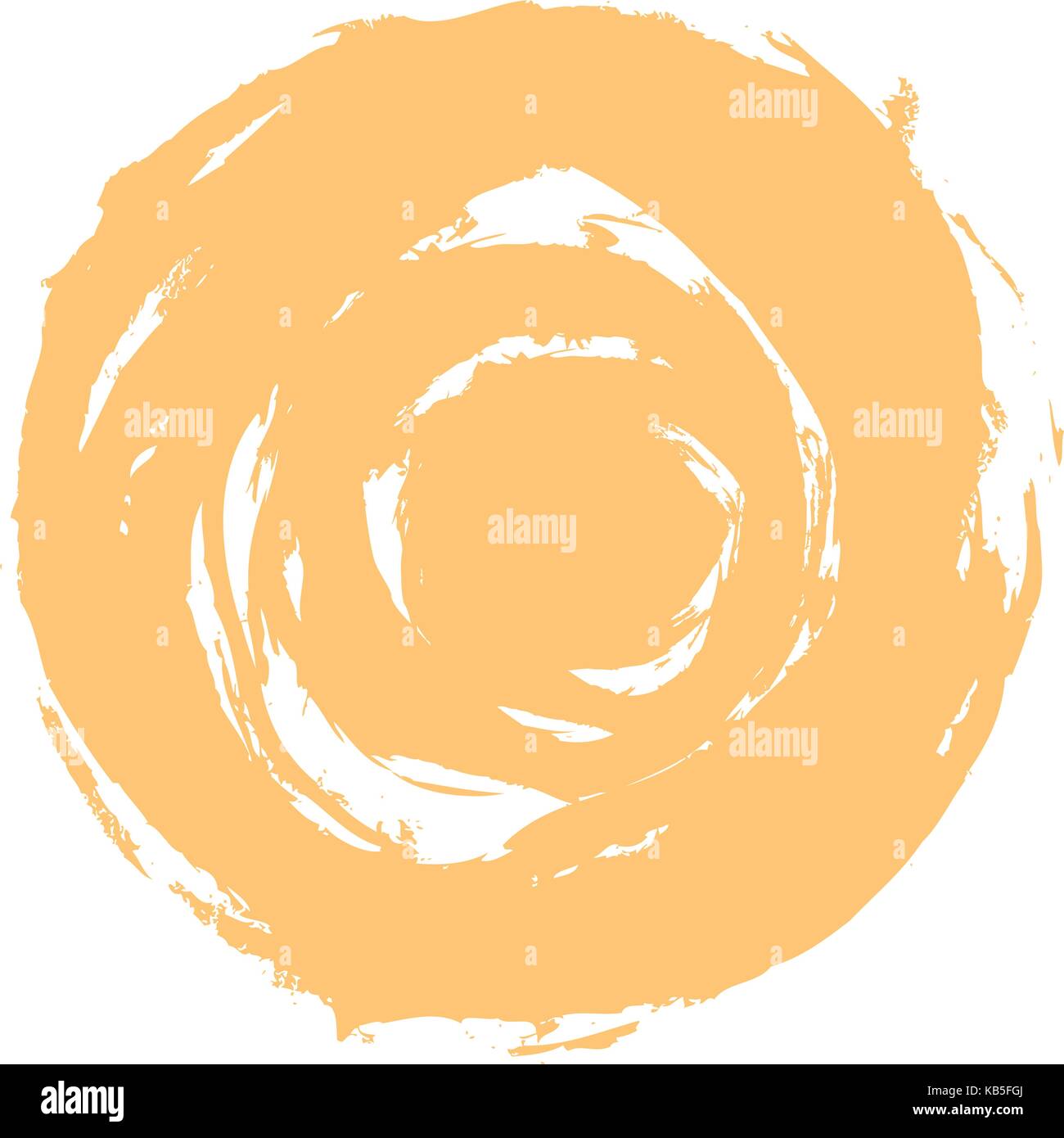 Yellow brushstroke in the form of a round. Ink sketch drawing created ...