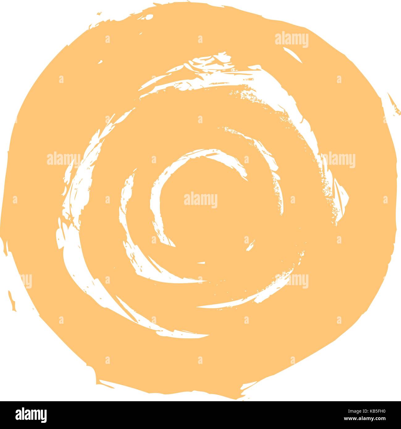 Yellow brushstroke in the form of a round. Ink sketch drawing created ...