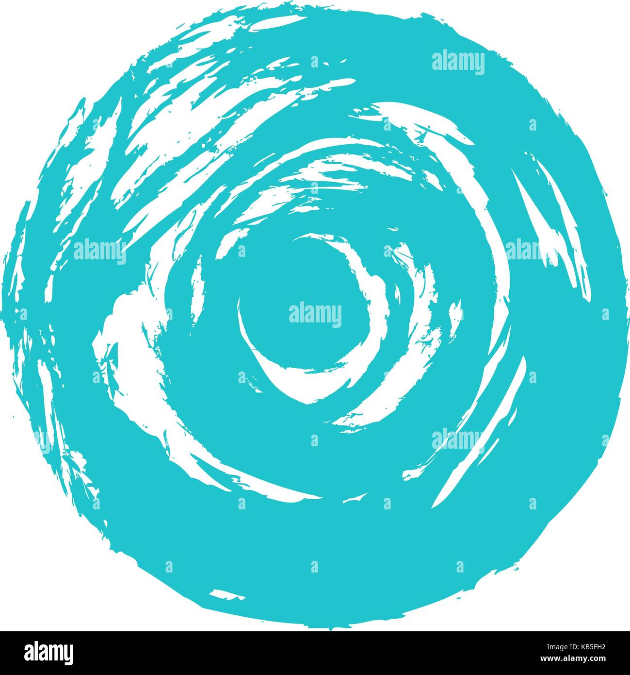 Turquoise brushstroke in the form of a round. Ink sketch drawing ...