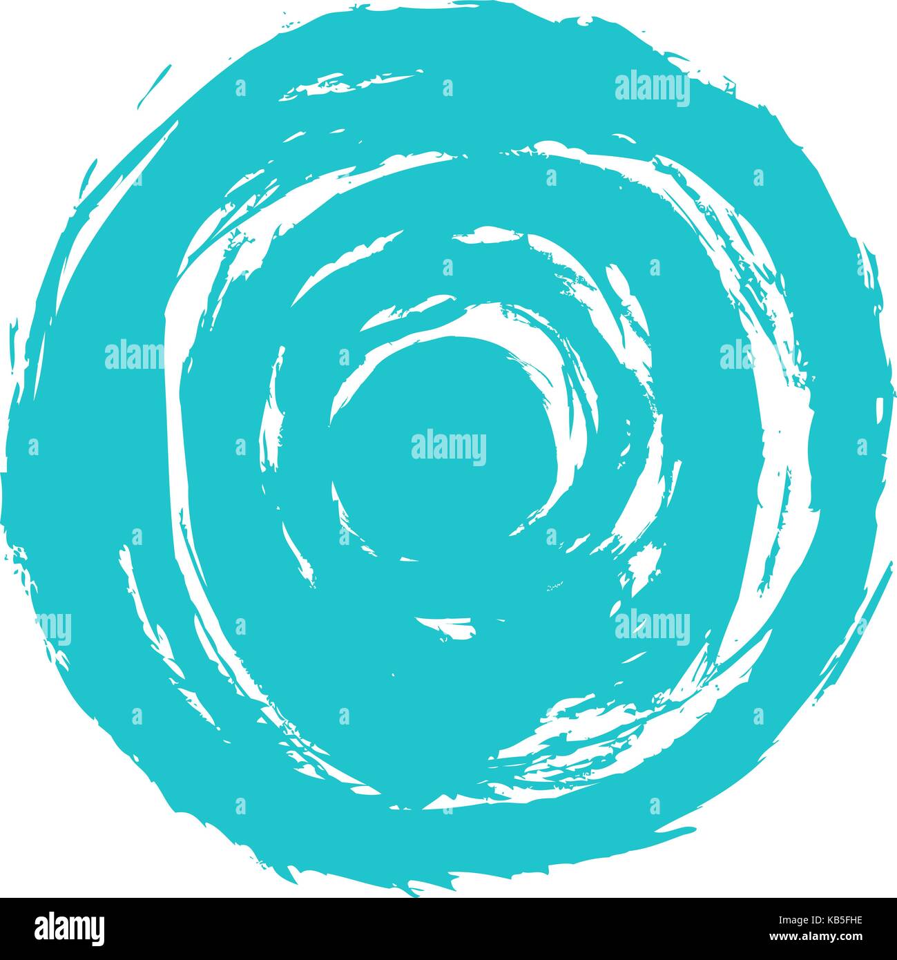 Turquoise brushstroke in the form of a round. Ink sketch drawing ...