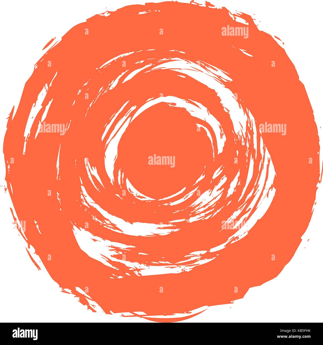 Red brushstroke in the form of a round. Ink sketch drawing created in ...