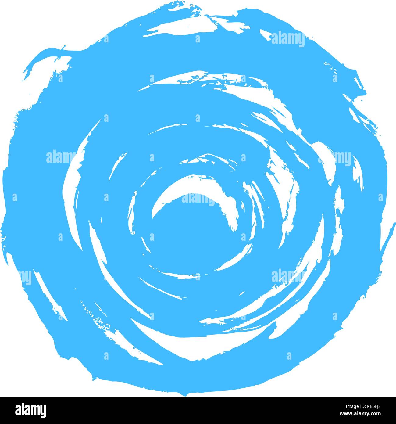 Blue brushstroke in the form of a round. Ink sketch drawing created in ...