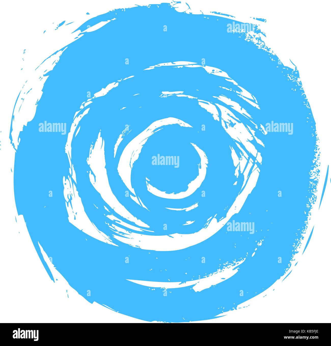 Blue brushstroke in the form of a round. Ink sketch drawing created in ...