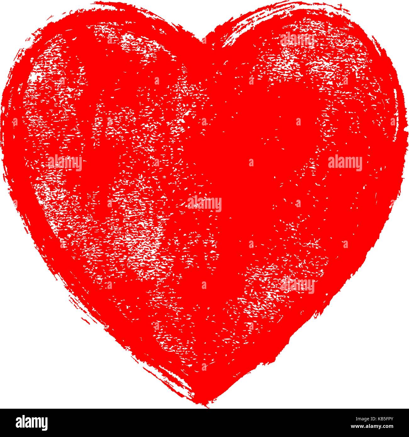 Red heart symbol created with texture in handmade watercolor technique ...