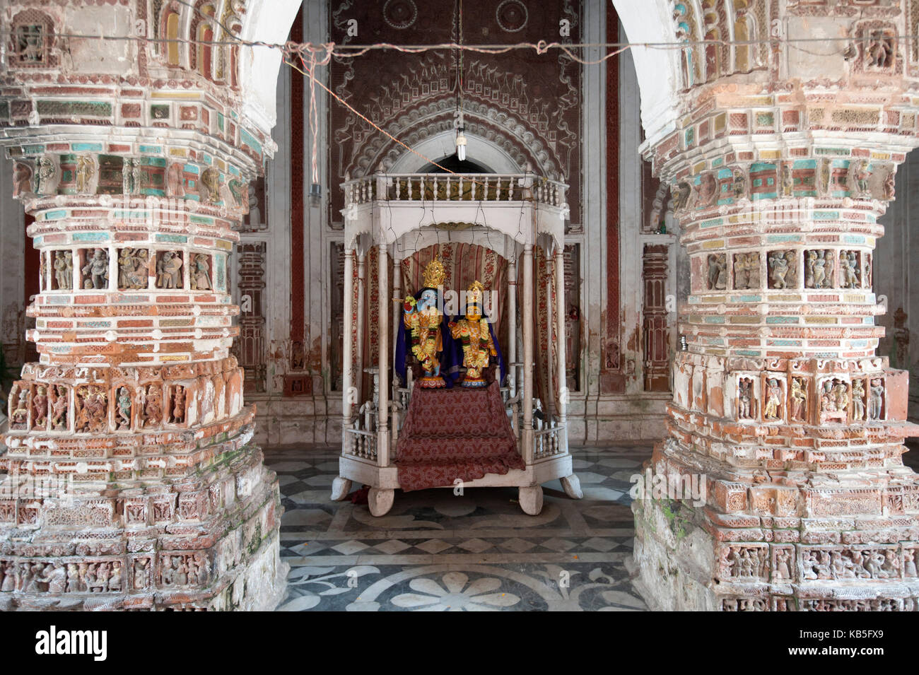 The Radha Krishna shrine inside the beautifully carved and decorated ...