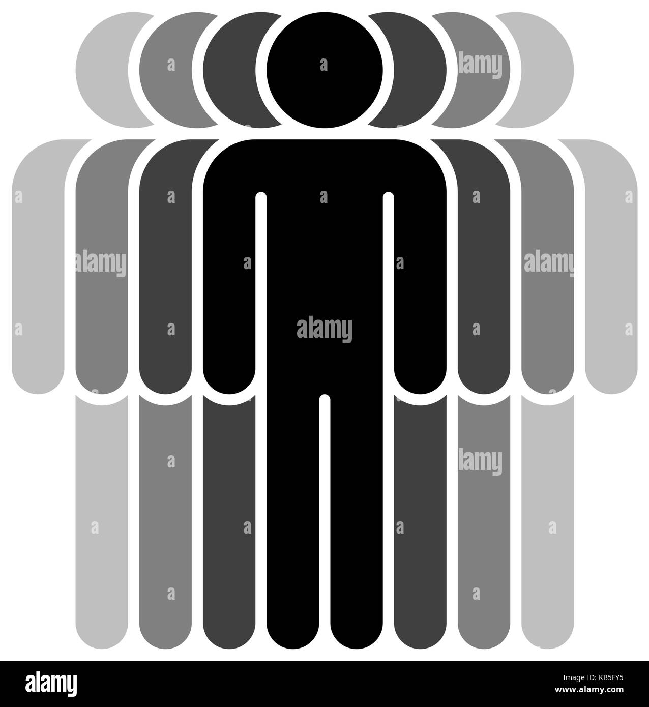 Logotype in the form of seven people standing with hands down painted ...