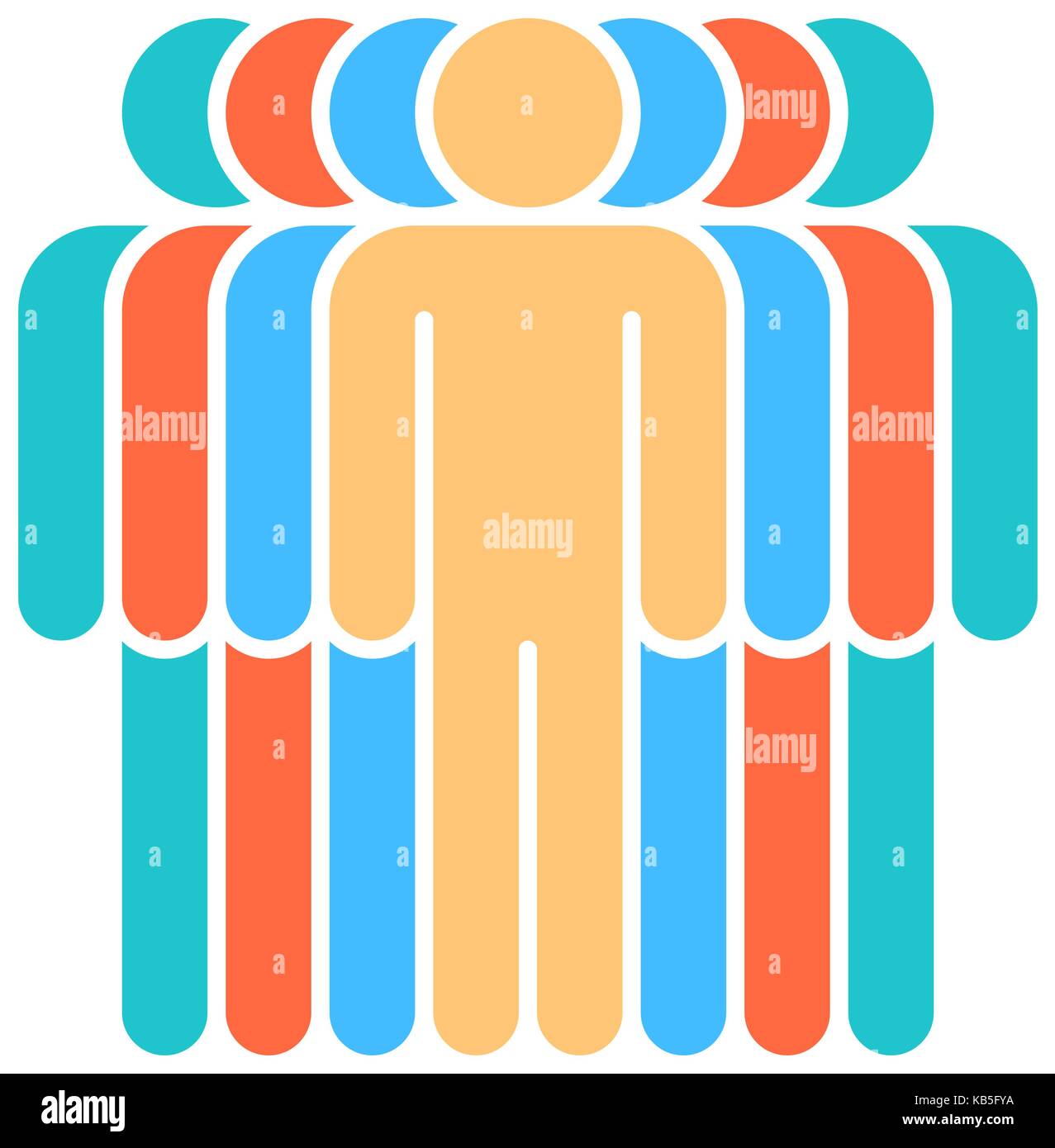 Logotype in the form of seven people standing painted in green, red ...