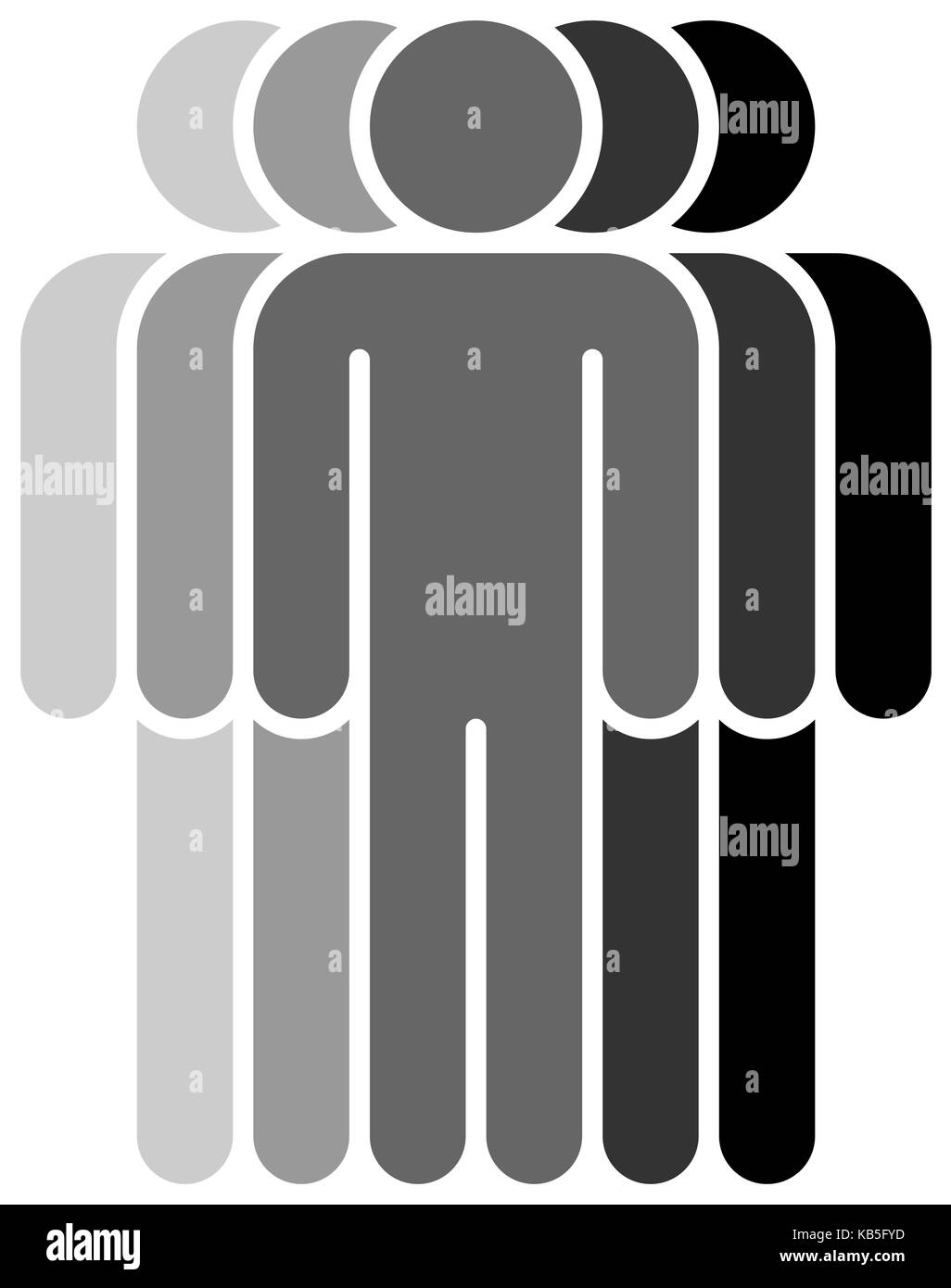 Logotype in the form of five people standing with hands down painted in ...