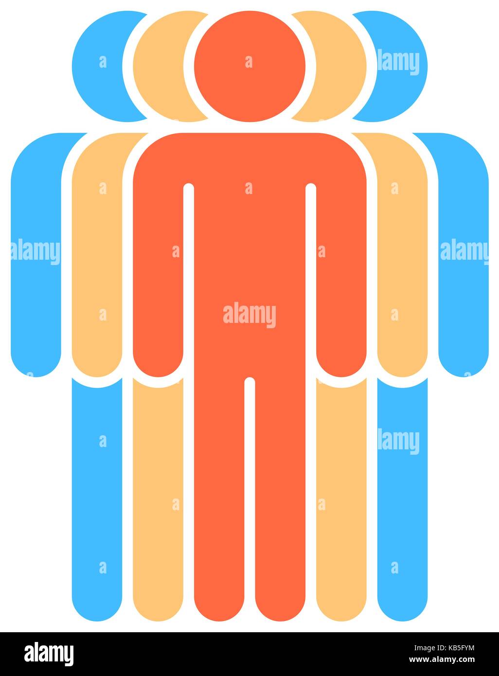 Logotype in the form of five people standing with hands painted in blue ...