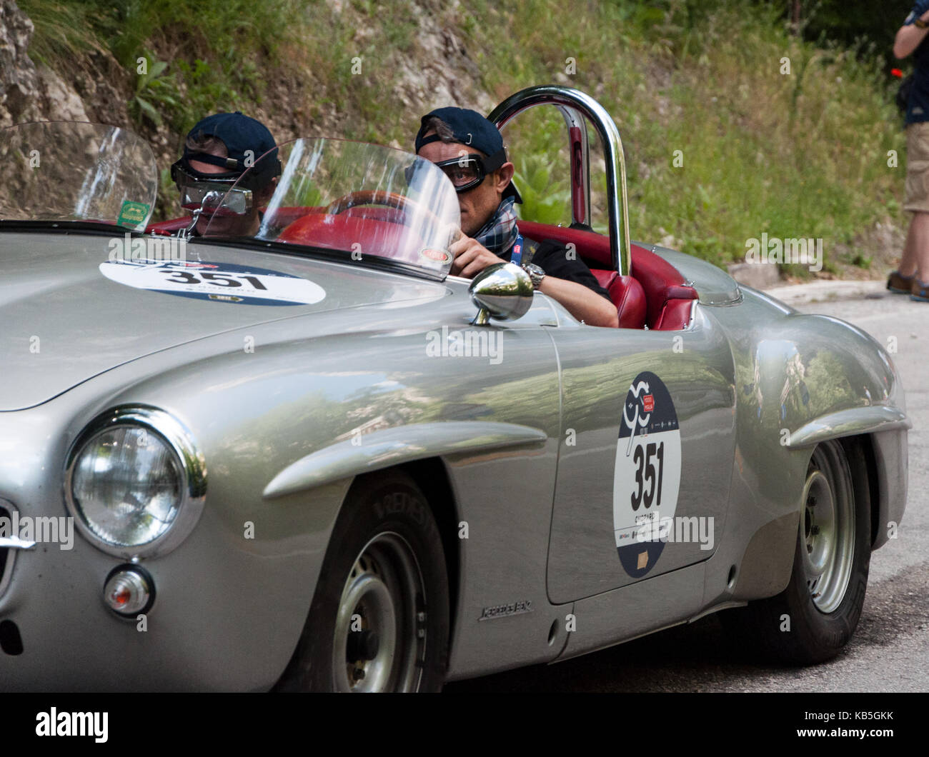 MERCEDES-BENZ 190 SL 1955 on an old racing car in rally Mille Miglia ...