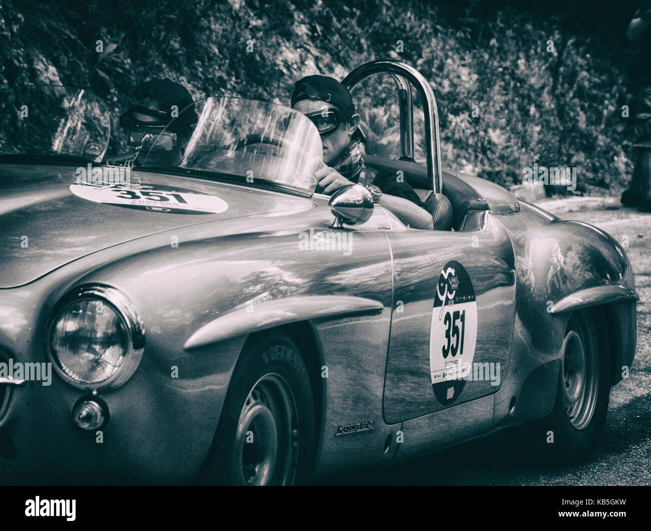MERCEDES-BENZ 190 SL 1955 on an old racing car in rally Mille Miglia ...
