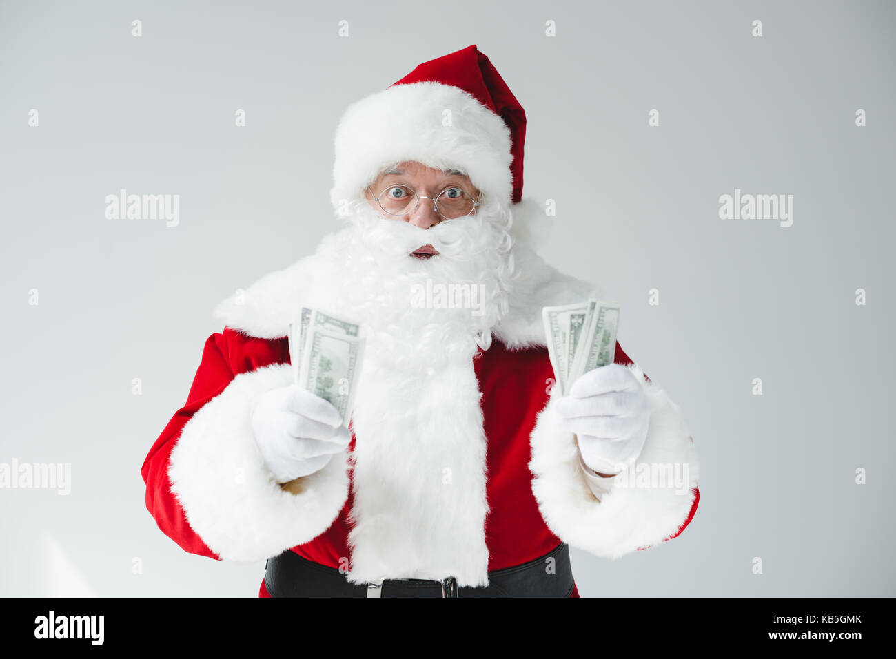 santa with dollar banknotes Stock Photo - Alamy