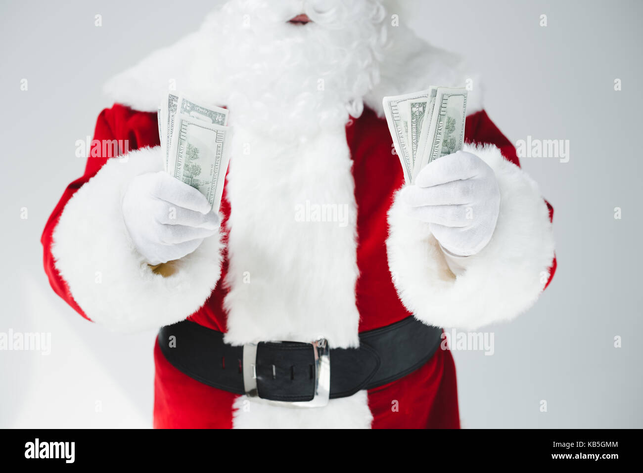santa with dollar banknotes Stock Photo - Alamy