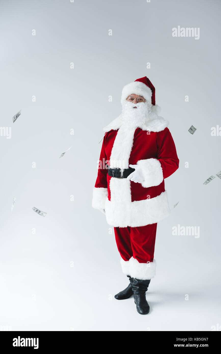 santa with dollar banknotes Stock Photo - Alamy