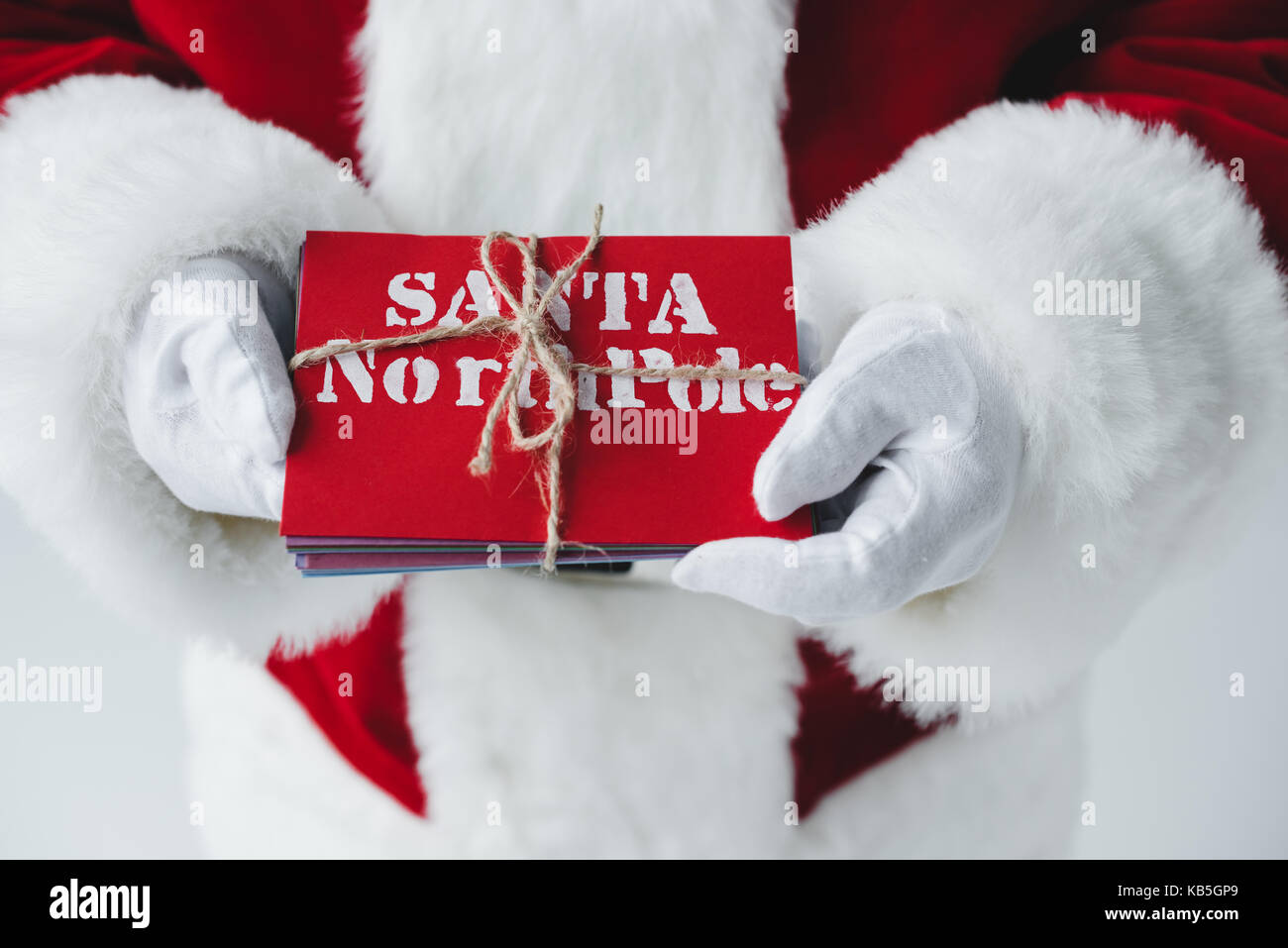 santa claus holding letters Stock Photo - Alamy