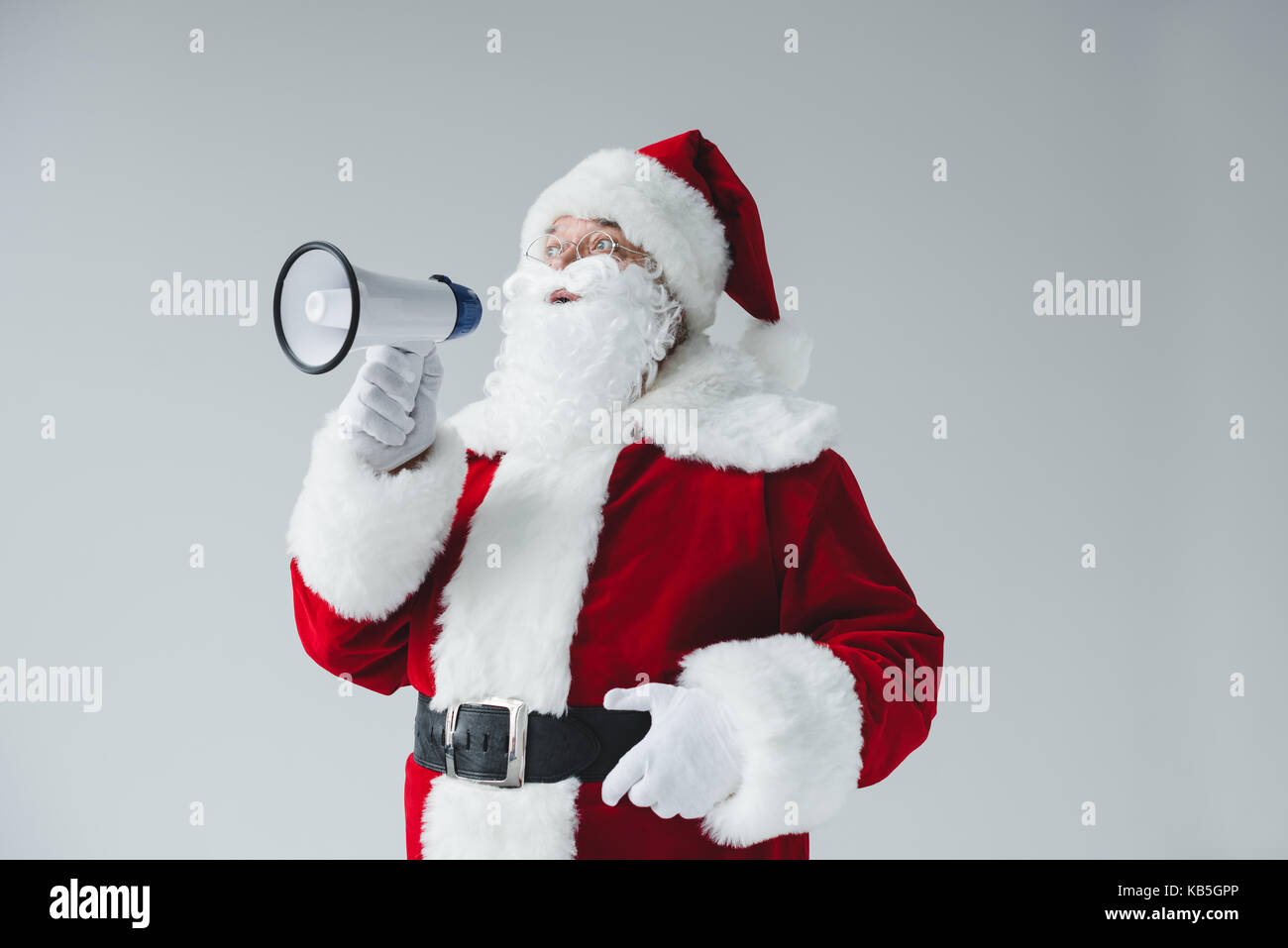 santa claus with megaphone Stock Photo - Alamy