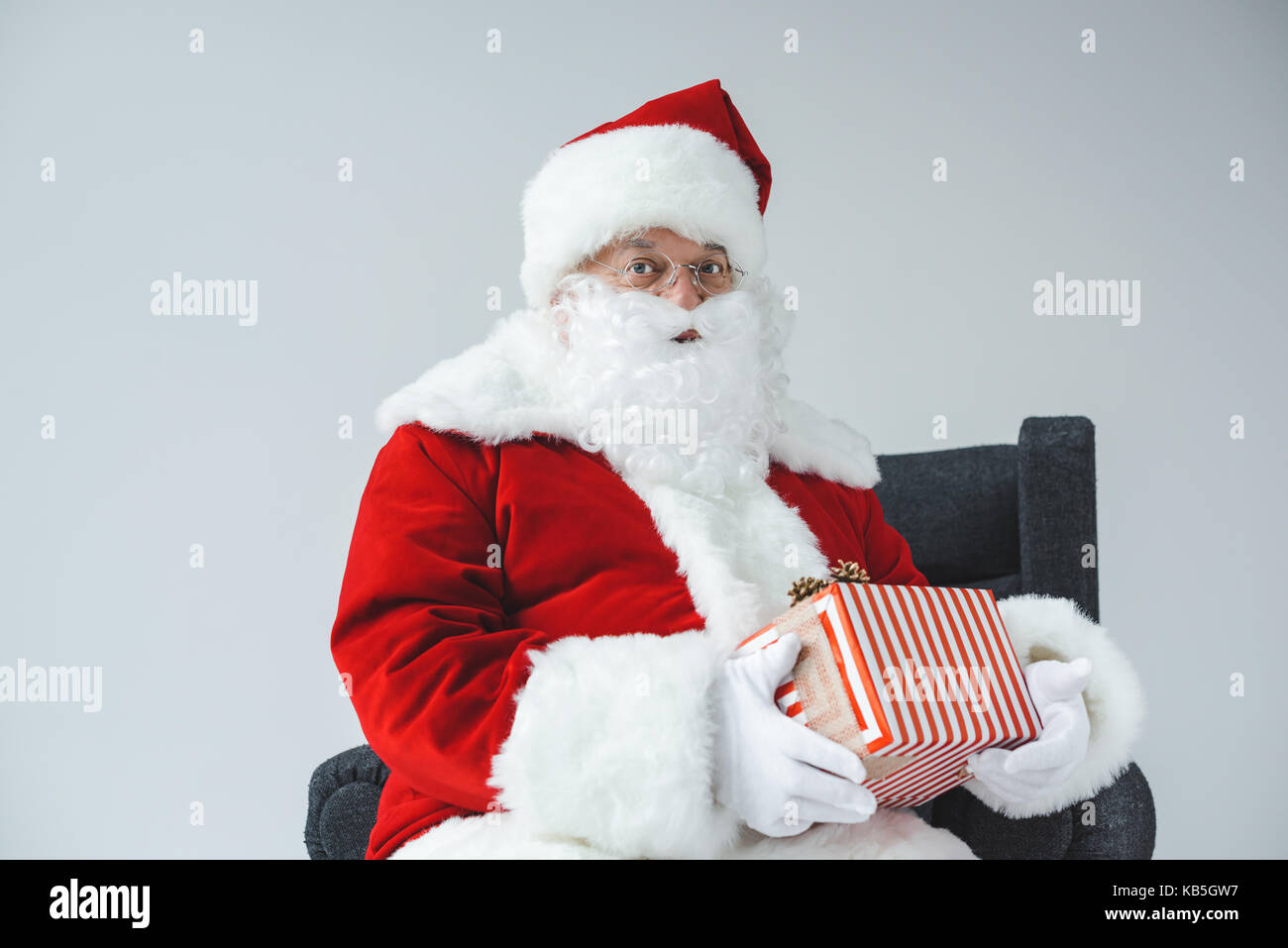 santa claus with gift box Stock Photo - Alamy