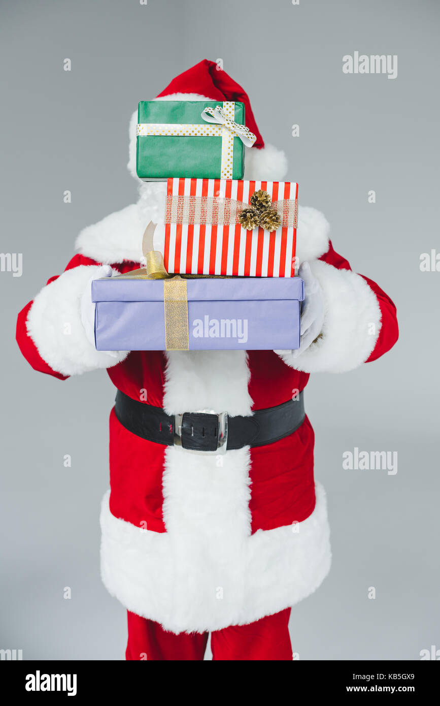santa claus with gift boxes Stock Photo - Alamy