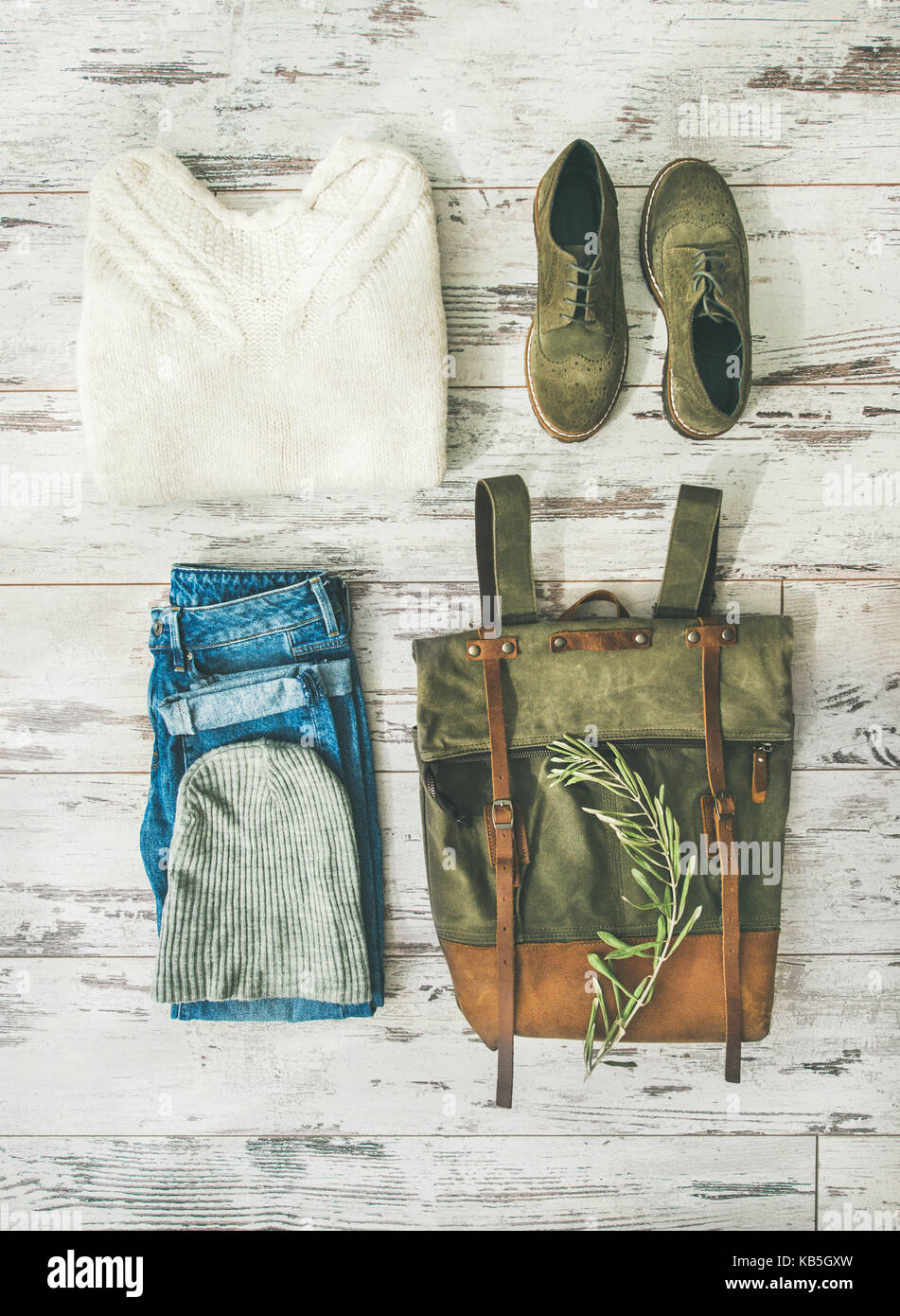 Flat-lay of Fall lady' s clothes trendy outfit Stock Photo - Alamy