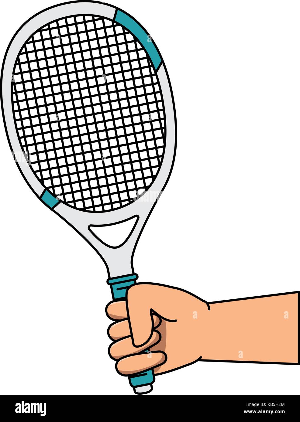 hand human with tennis racket vector illustration design Stock Vector ...