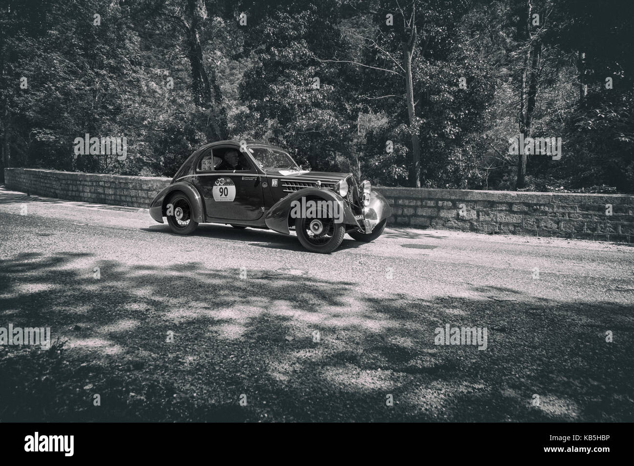 FIAT 508 CS MM BERLINETTA 1935 on an old racing car in rally Mille ...