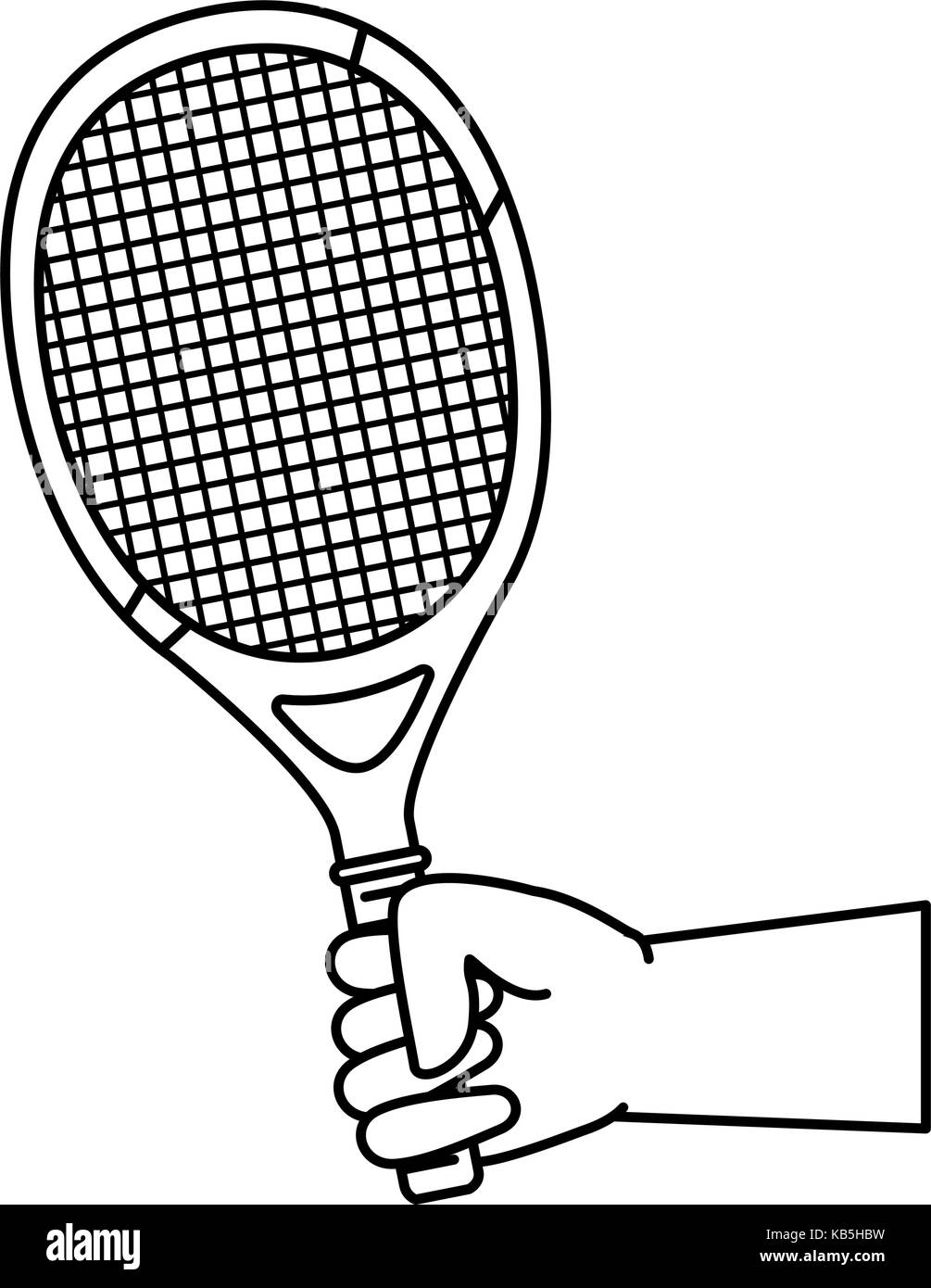 hand human with tennis racket vector illustration design Stock Vector ...