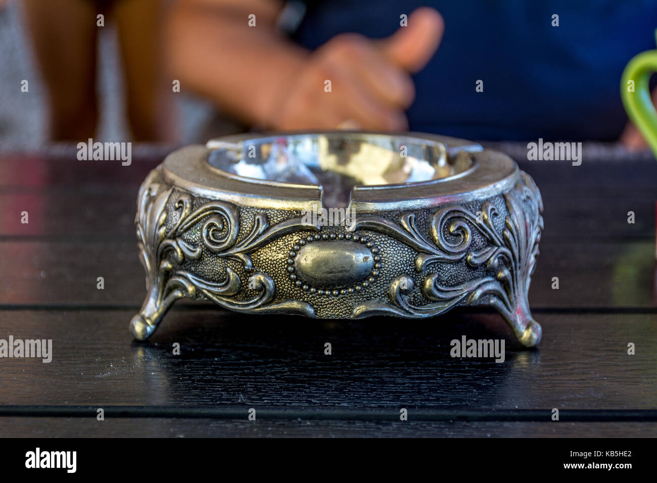 Ashtray metal made old style vintage Stock Photo - Alamy